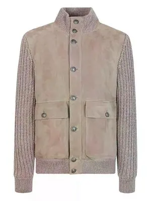 Brunello Cucinelli Suede Jacket With Knitted Sleeves