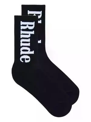 Rhude Vertical-logo Socks - Black