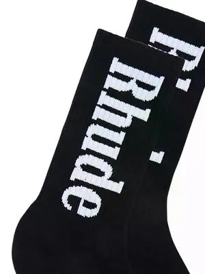 Rhude Vertical-logo Socks - Black