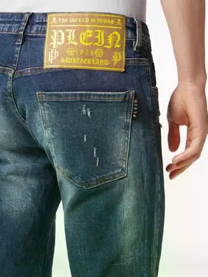 Philipp Plein Skull Paint-splatter Straight-leg Jeans