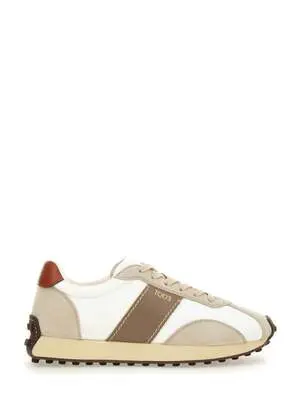 TOD'S Leather And Fabric Sneaker - Beige