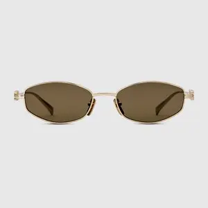 Gucci Oval Frame Sunglasses - Gold