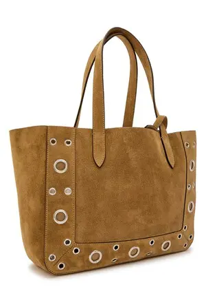 Valentino Garavani Nellcôte Medium Studded Suede Tote - Camel