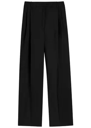 Women's Pleated Wool-Blend Pants