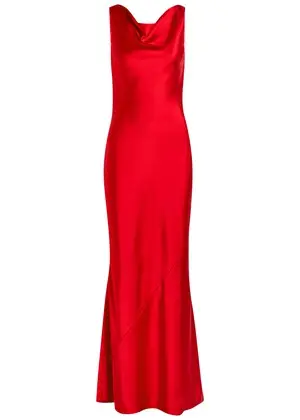 Norma Kamali Sleeveless Draped Satin Gown