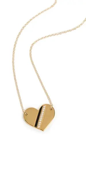 GWEN BELOTI Heart Stripe Pendant Necklace - Gold