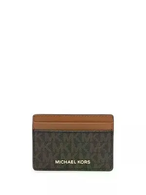 Michael Kors Leather Logo Card Holder - Brown