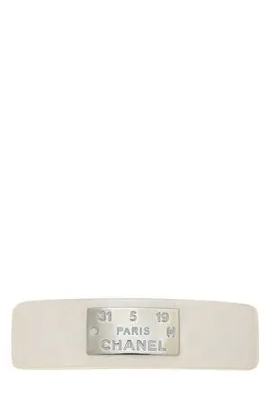 Chanel Logo Barrette - White