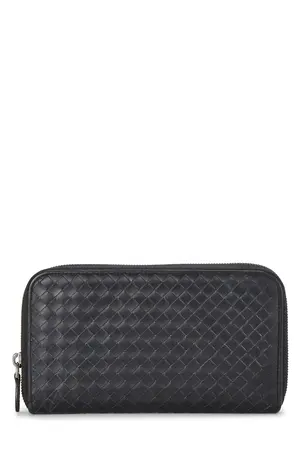 Bottega Veneta Intrecciato Zip Around Wallet - Black