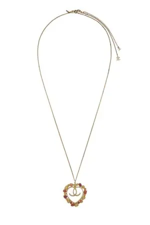 Chanel Gripoix Heart Charm Necklace - Gold