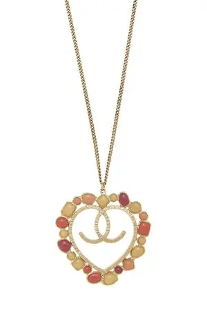 Chanel Gripoix Heart Charm Necklace - Gold