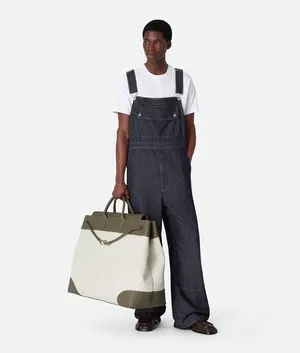 BOTTEGA  VENETA Canvas And Grained Leather Maxi Andiamo Voyager