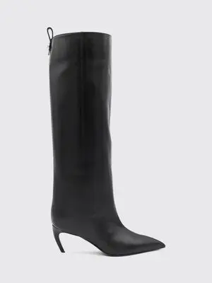 Attico Lea Smooth Leather Knee-high Boots With Curved Heel - Black