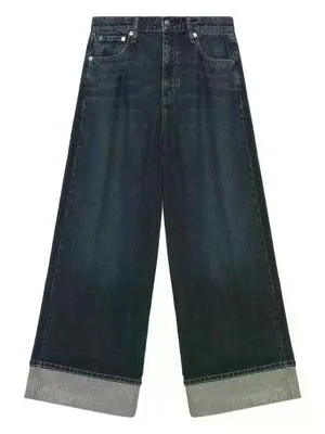 Rag & Bone Sofie Embellished-cuff Wide-leg Jeans