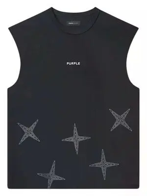 PURPLE BRAND Star-detail Sleeveless Vest - Black