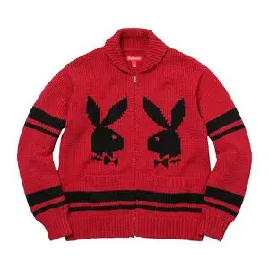 Supreme X Playboy Shawl Collar Full Zip Sweater