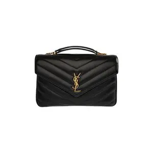 Saint Laurent Loulou Foldover Top Large Shoulder Bag - Black