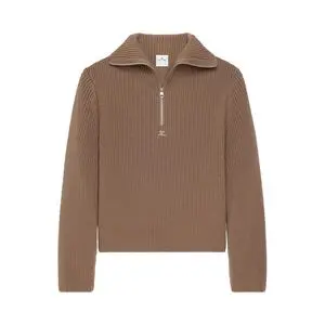 COURREGES Ribbed Wool Trucker Sweater - Brown