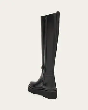 Valentino Garavani Vitello Brass Vlogo Leather Knee-high Boots