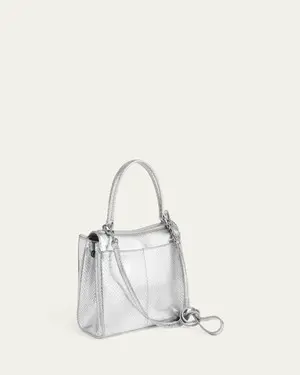 Balenciaga Rodeo Mini Python-embossed Crossbody Bag - Silver