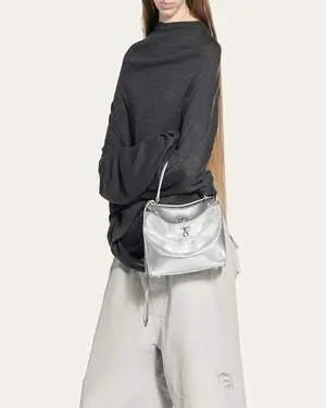 Balenciaga Rodeo Mini Python-embossed Crossbody Bag - Silver
