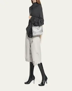 Balenciaga Rodeo Mini Python-embossed Crossbody Bag - Silver