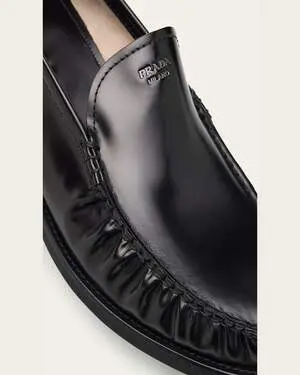 Prada Brushed Leather Venetian Loafers