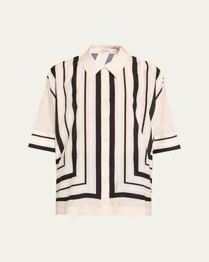 Simkhai Bowman Oversized Button-front Shirt - Sand Stripe