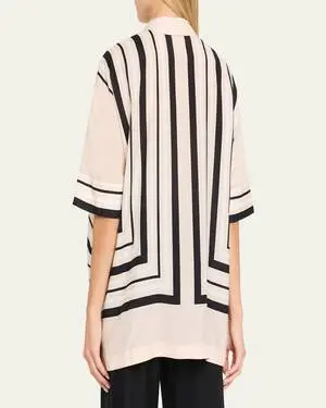 Simkhai Bowman Oversized Button-front Shirt - Sand Stripe