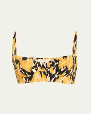 Ulla Johnson Zahara Abstract-Print Bikini Top Solara