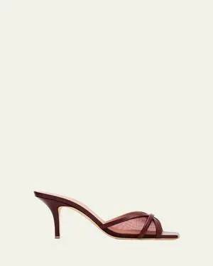 MALONE SOULIERS Perla Leather And Mesh Sandals - Rosewood Brushed Calf