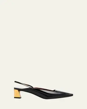 GIUSEPPE ZANOTTI Patent Leather Slingback Pumps - Nero