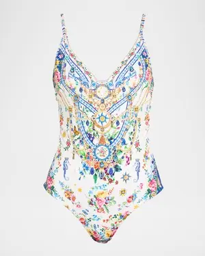 Camilla Printed One-piece Swimsuit - Tiles Darls