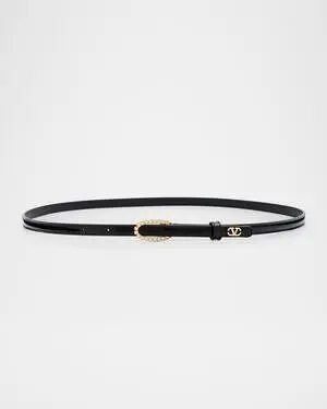 Valentino Garavani Vlogo Signature Vernice Rhinestone Leather Belt