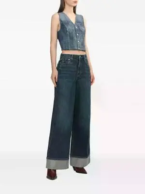 Rag & Bone Sofie Embellished-cuff Wide-leg Jeans
