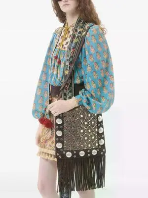 Valentino Garavani Nellcôte Embroidered Shoulder Bag With Fringes