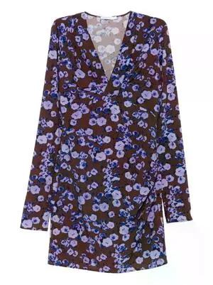 Patrizia Pepe Floral-print Mini Dress - Brown
