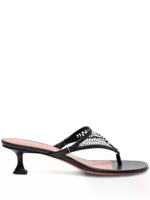 Amina Muaddi 45mm Embellished Heeled Sandals - Black