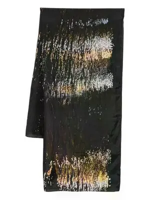 YAVI Abstract-print Silk Scarf - Black