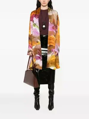 YAVI Abstract-print Jacket - Brown