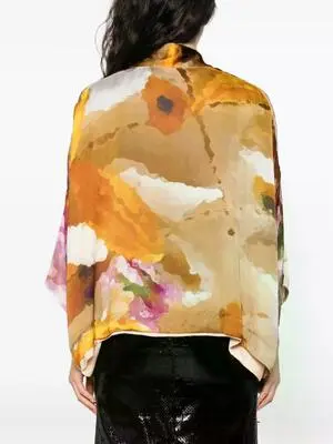 YAVI Reversible Abstract-print Silk Velvet Jacket