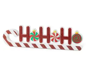 GLITZHOME 19'l Christmas Hohoho Candy Cane Tabl E Decor