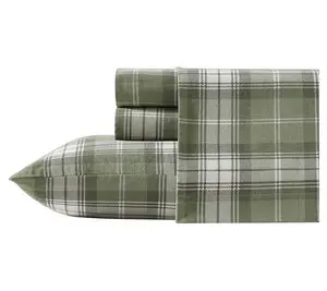 Eddie Bauer Heartland Plaid Green Flannel Queen Sheet Set - One-color