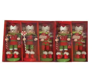 SANTA'S WORKSHOP 5' Elf Nutcracker Ornaments, S Et Of 5