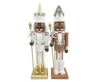 SANTA'S WORKSHOP Silver & Gold Nutcracker, Set Of Two