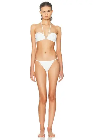 ADRIANA DEGREAS Coquille De Mer Halterneck Bikini Set - Off White