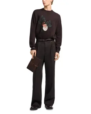 Emporio Armani Regular Fit Embroidered Wool Sweater