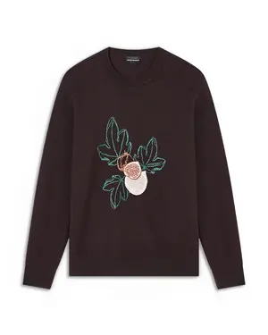 Emporio Armani Regular Fit Embroidered Wool Sweater