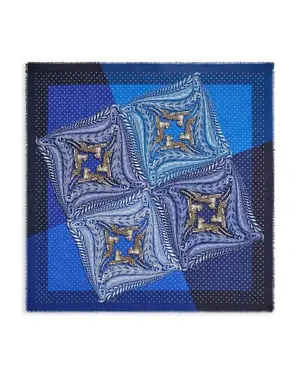 FERRAGAMO Madras Silk Scarf - Blue Royal