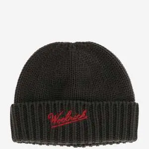 Woolrich Wool Beanie With Embroidered Logo - Green